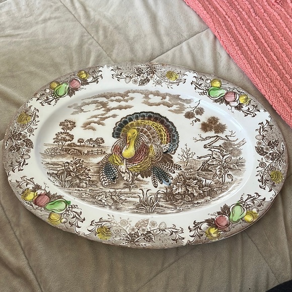 Dining | Vintage 5s Turkey Transferware Thanksgiving Platter Made In ...